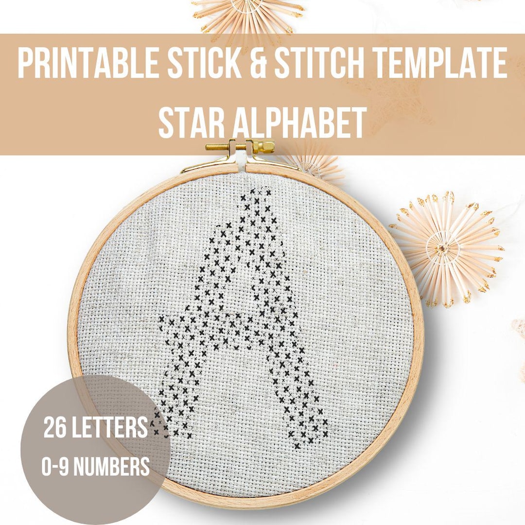 Stick and Stitch Star Alphabet Printable PDF Hand Embroidery Pattern 6 ...