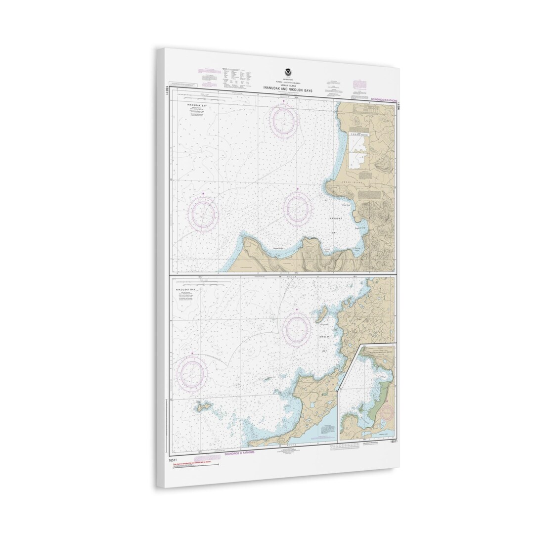 Nikolski and Inanudak Bay Umnak Island Alaska Nautical Map Sailing ...