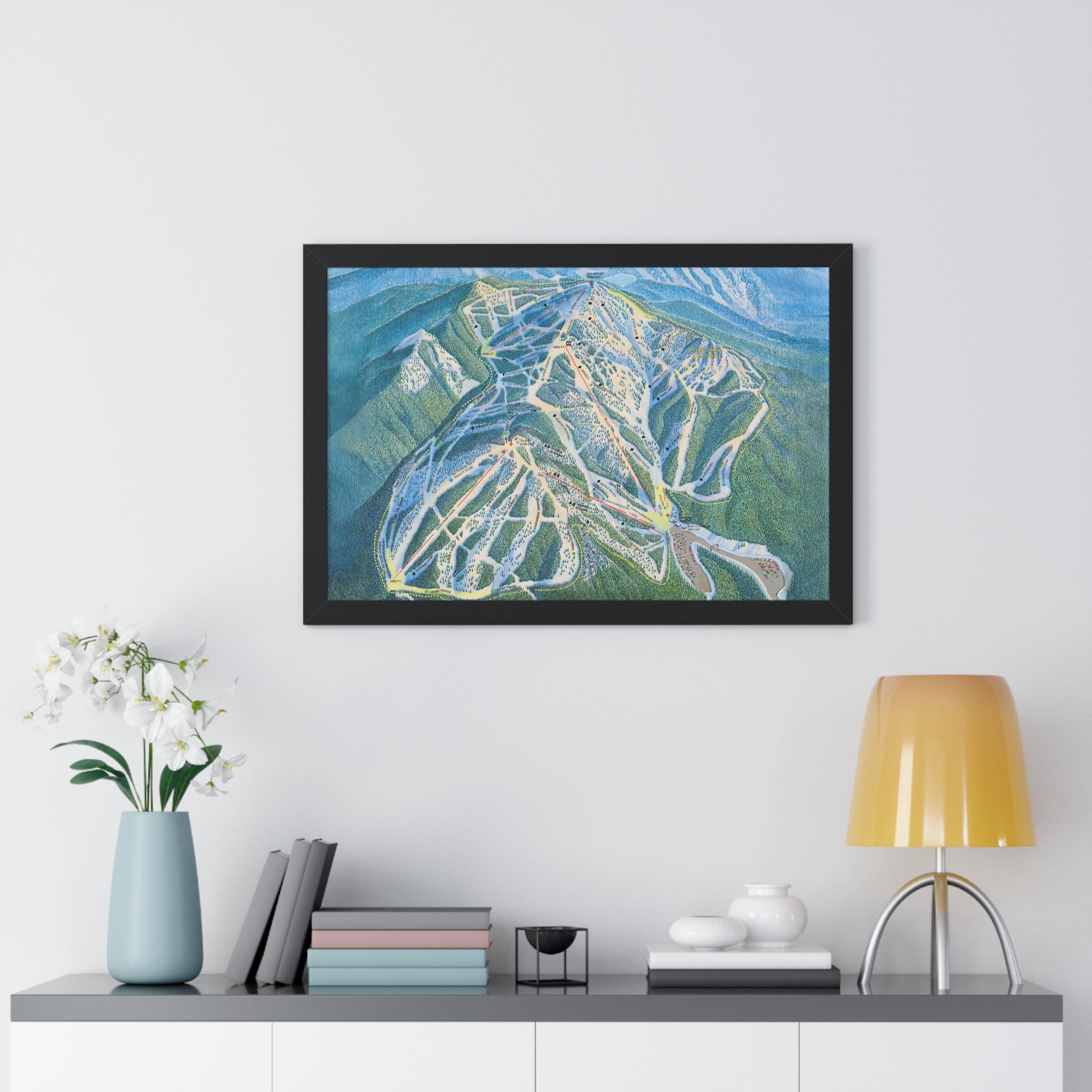 Montana Snowbowl Trail Map Ski Resort Framed Poster - Etsy