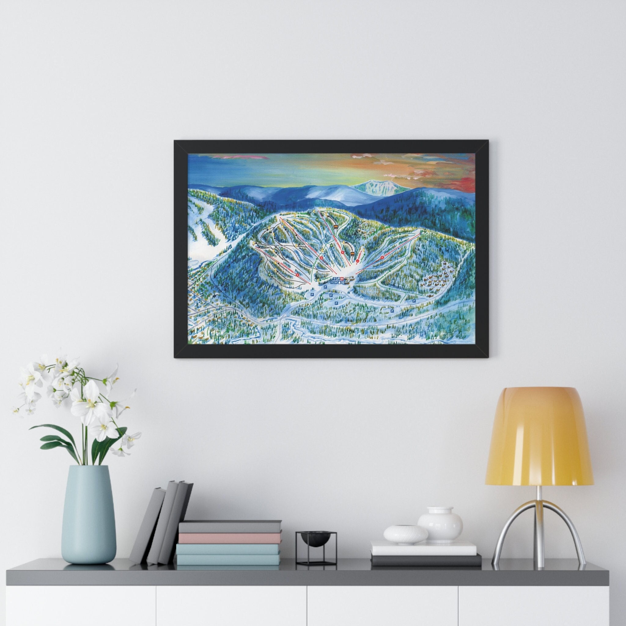 Sommet Morin Heights Trail Map Quebec Canada Ski Resort Framed Poster ...