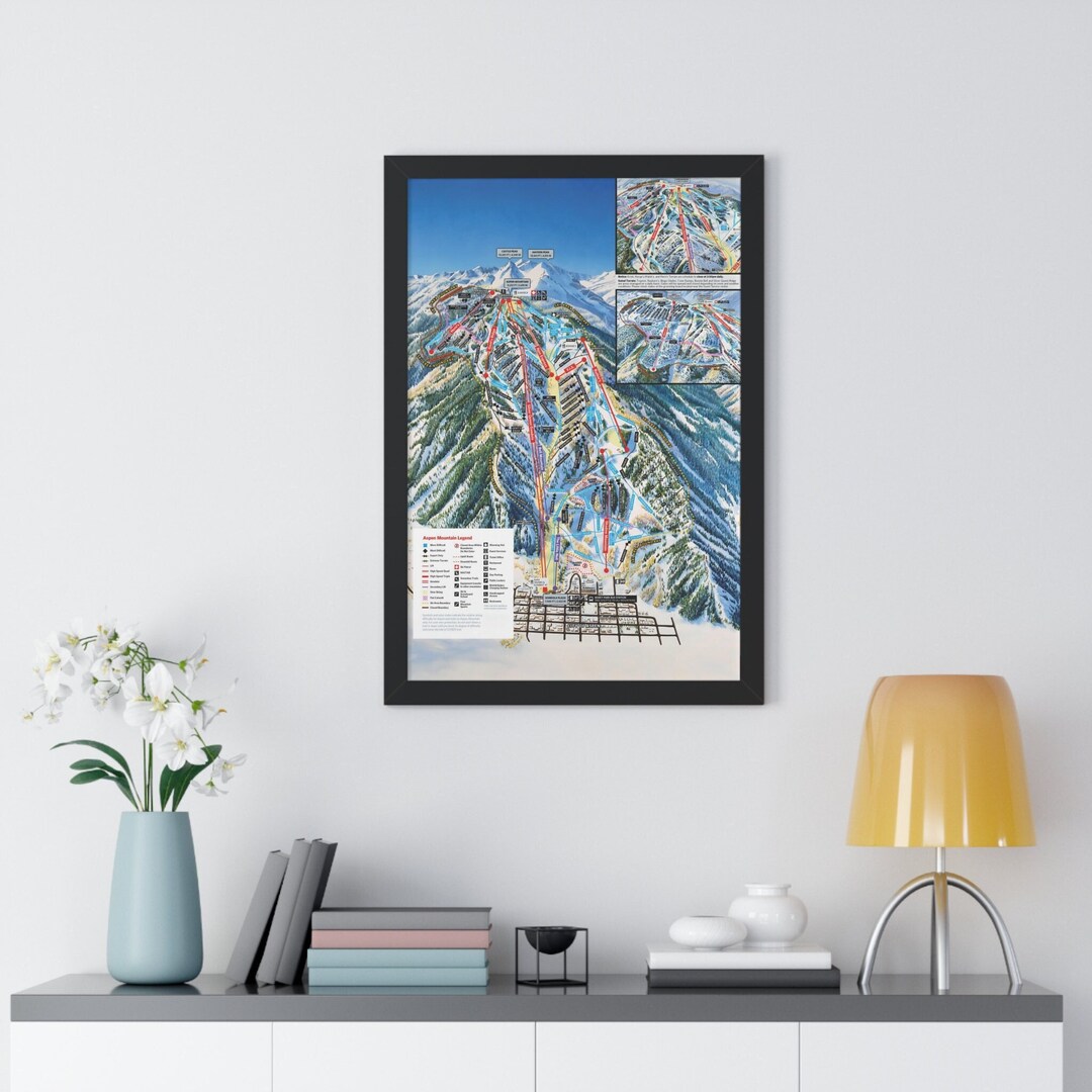 Aspen Mountain Colorado Trail Map Ski Resort Framed Poster - Etsy
