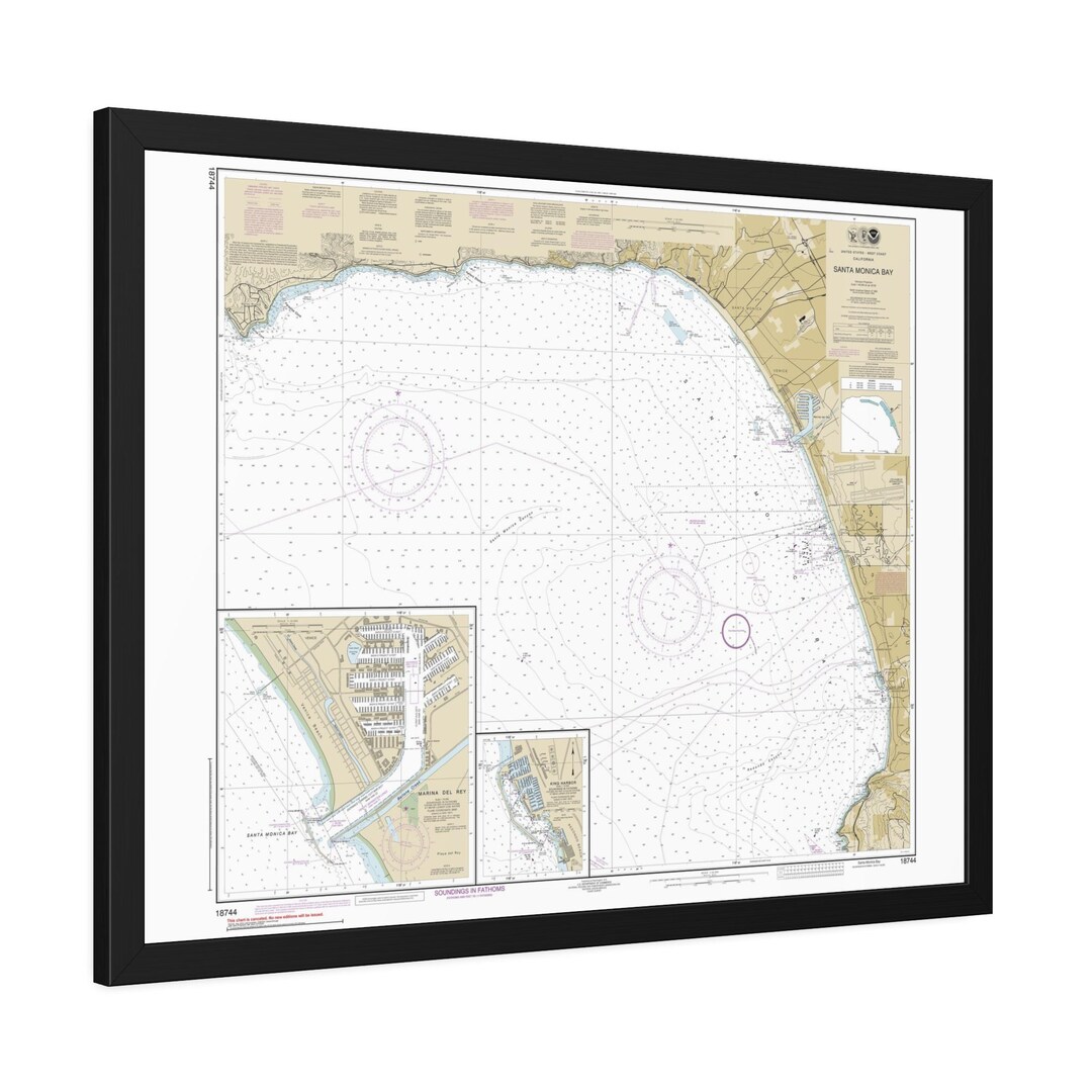 Santa Monica Bay and King Harbor California Nautical Chart Sailing Map ...