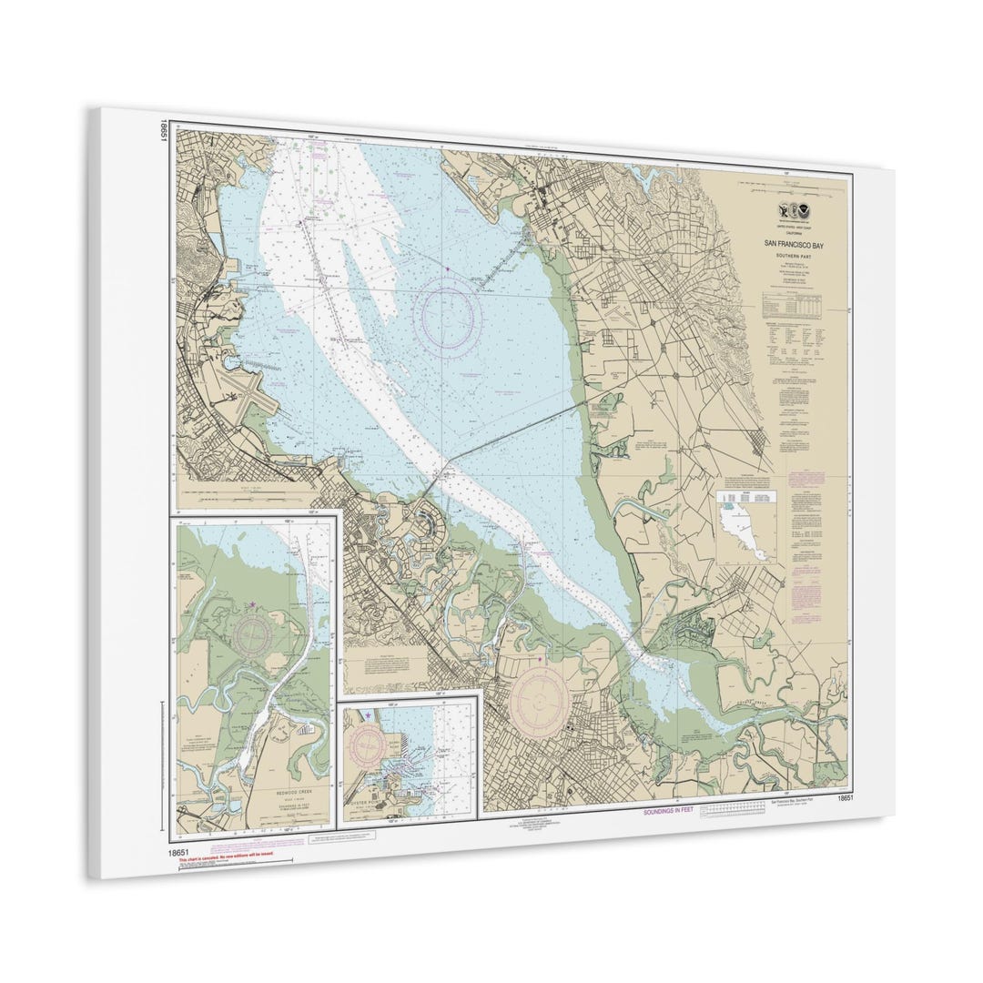 San Fransisco Bay Southern Part California Nautical Map Sailing Chart 3 ...