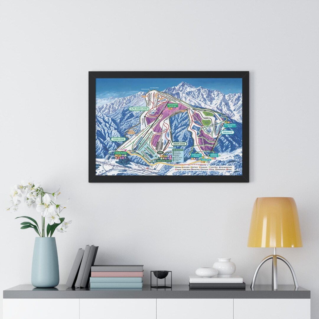 Hakuba 47 Goryu Ski Trail Map Framed Poster Nagano Japan Iimori Toomi ...