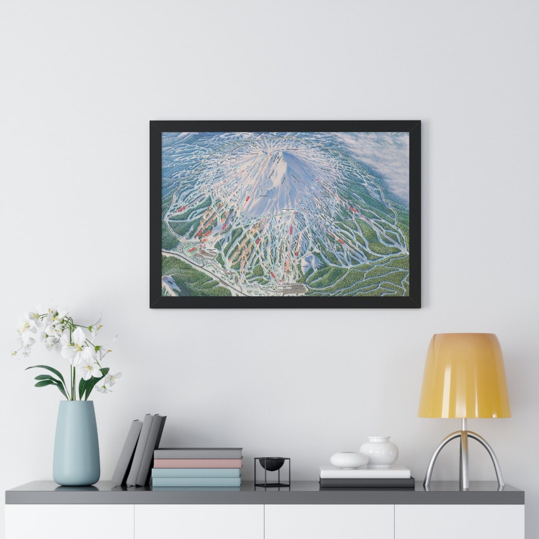 Mt. Bachelor Trail Map Oregon Ski Resort Framed Poster - Etsy