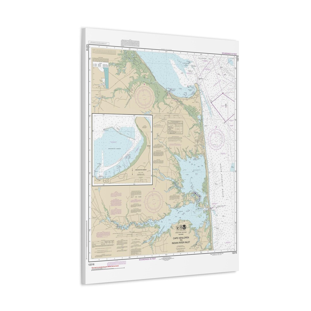 Cape Henlopen to Indian River Inlet Rehoboth Bay Delaware Nautical Map ...