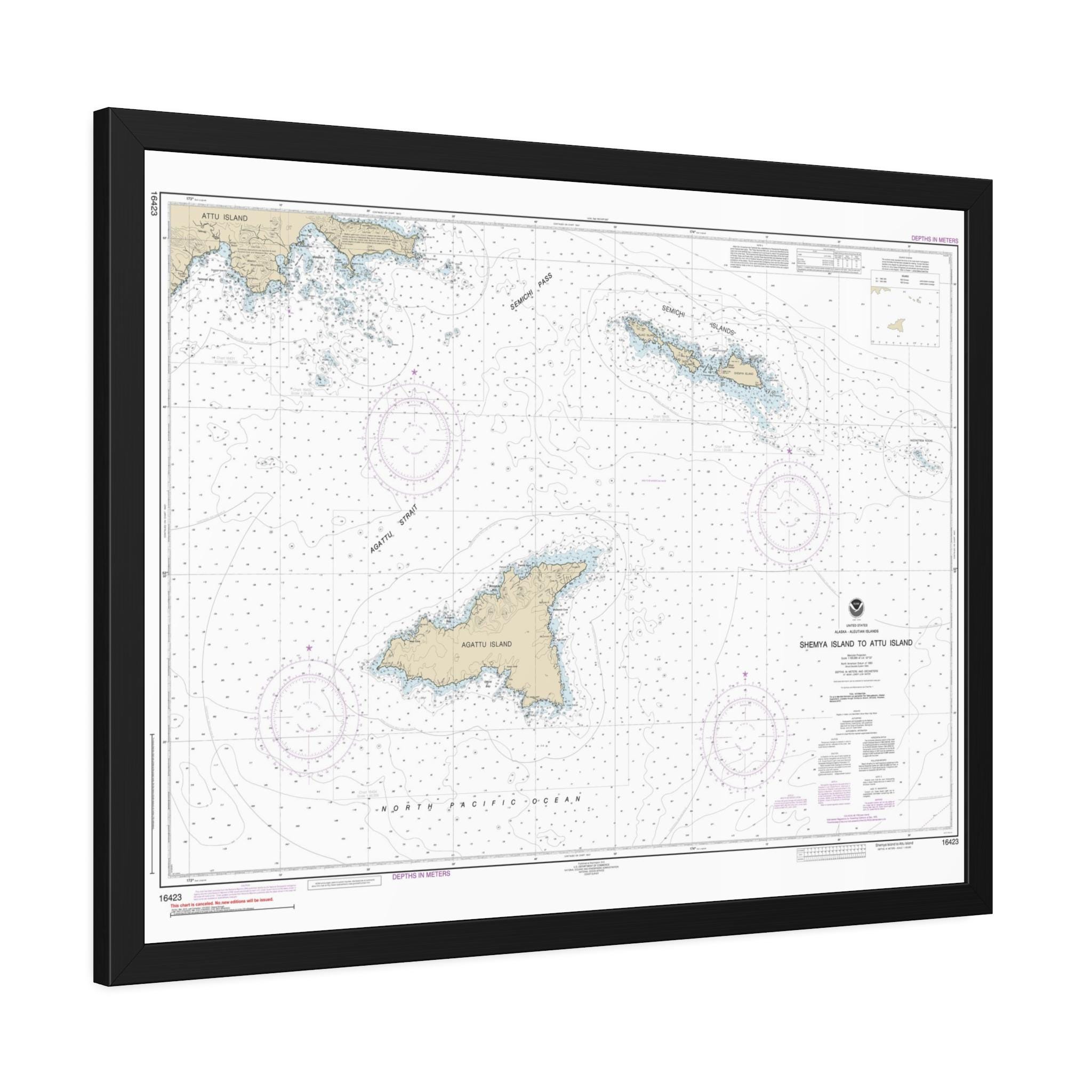 Attu Agattu and Shemya Island Alaska Nautical Chart Sailing Map Semichi ...