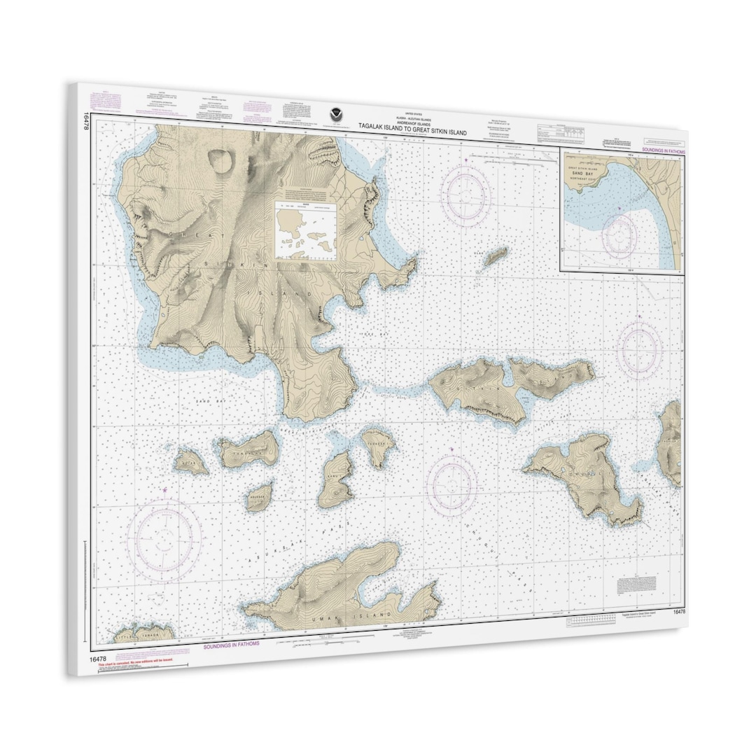 Tagalak to Great Sitkin Island and Sand Bay Alaska Nautical Map Sailing ...