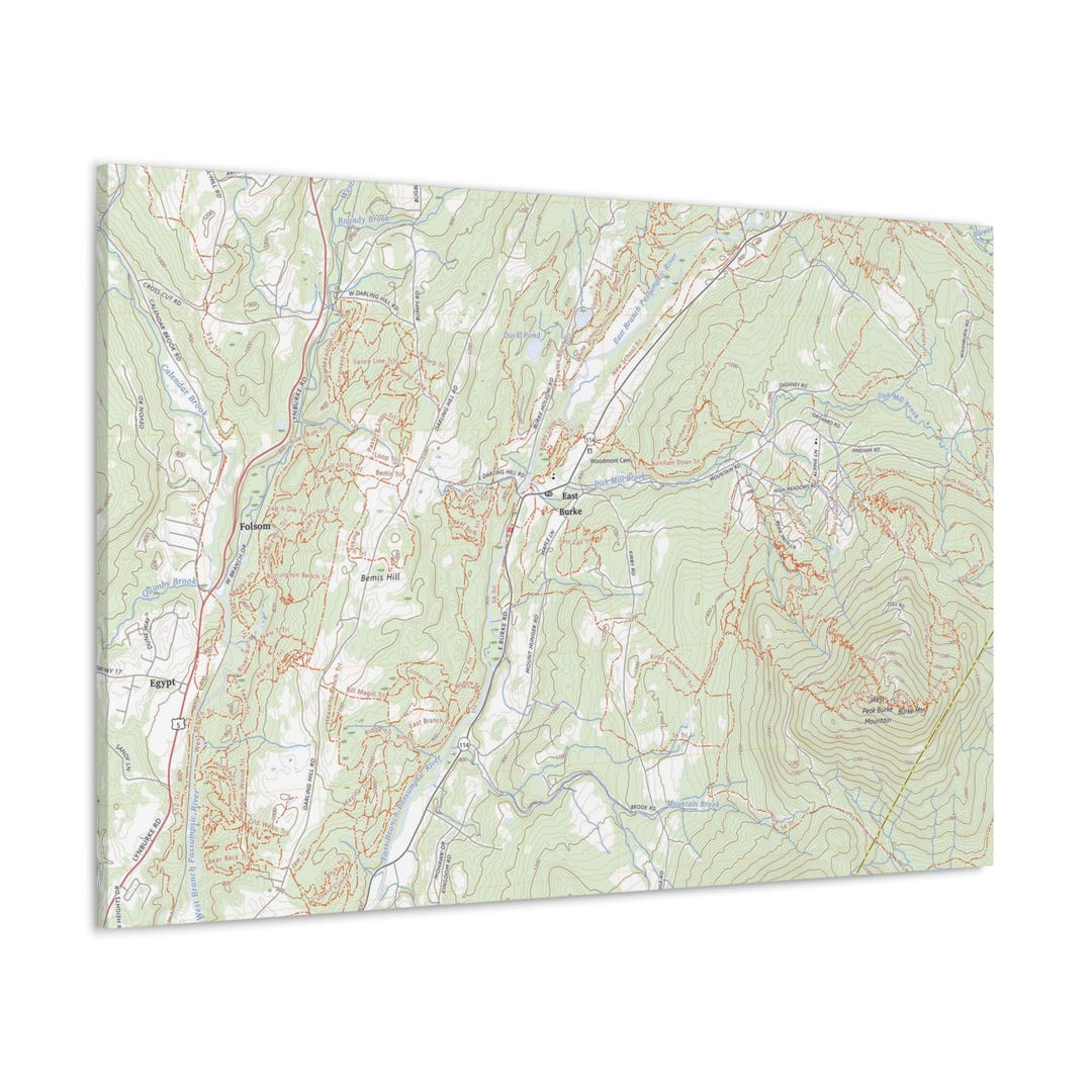 Burke Mountain Vermont Topographic Map 3-D Canvas Poster - Etsy