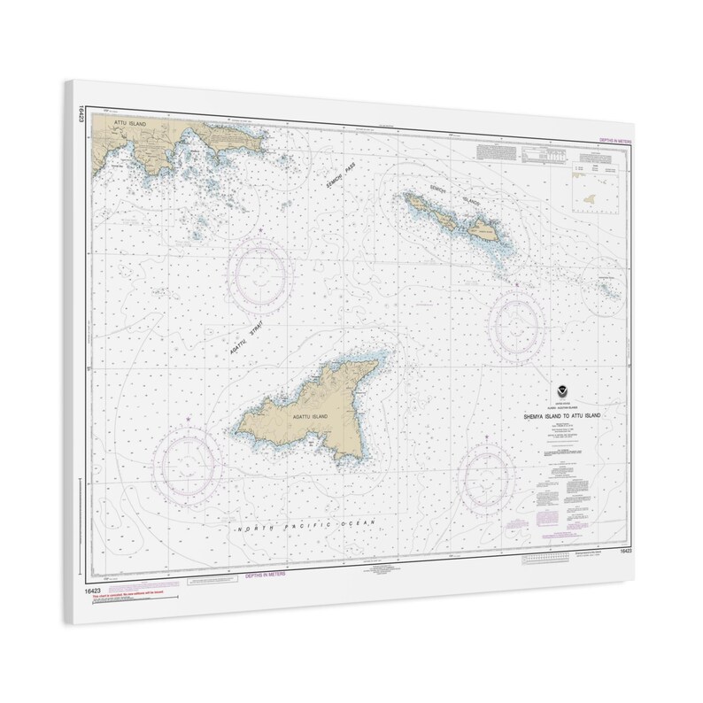 Attu Agattu and Shemya Island Alaska Nautical Chart Sailing Map Semichi ...