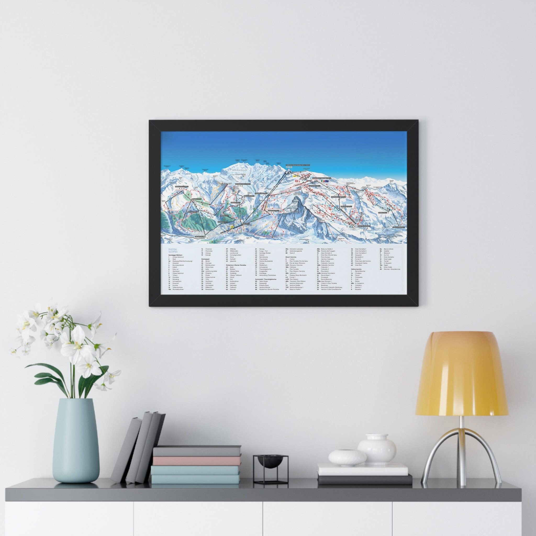 Zermatt Trail Map Ski Resort Framed Poster - Etsy