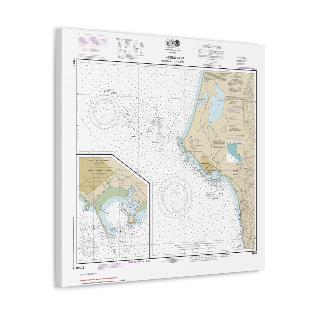 St George Reef Light and Crescent City Harbor California Nautical Map ...