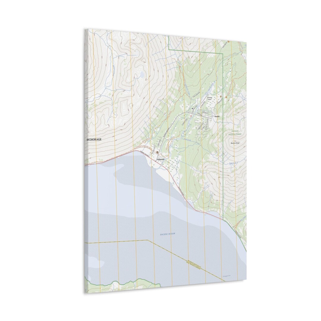 Alyeska Alaska Girdwood Anchorage AK Topographic Map 3-D Canvas Poster ...