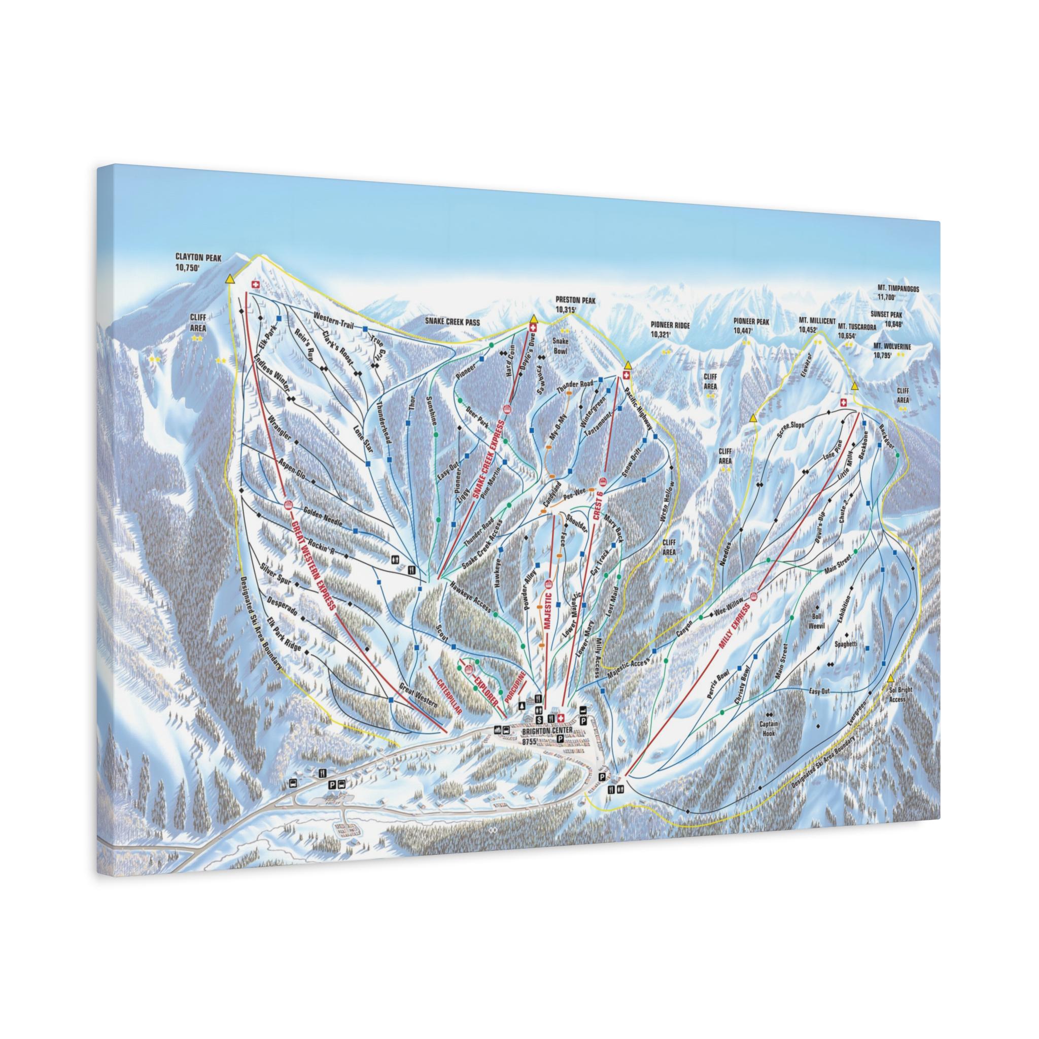 Brighton Ski Trail Map 3-D Canvas Poster Utah - Etsy