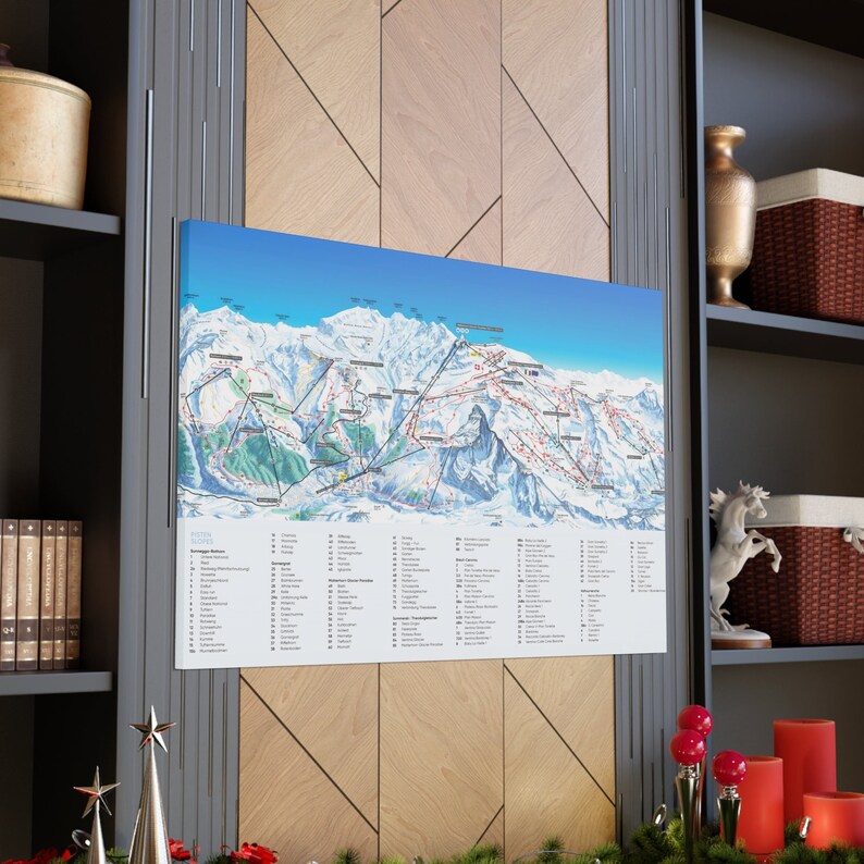 Zermatt Ski Trail Map 3-D Canvas Poster - Etsy