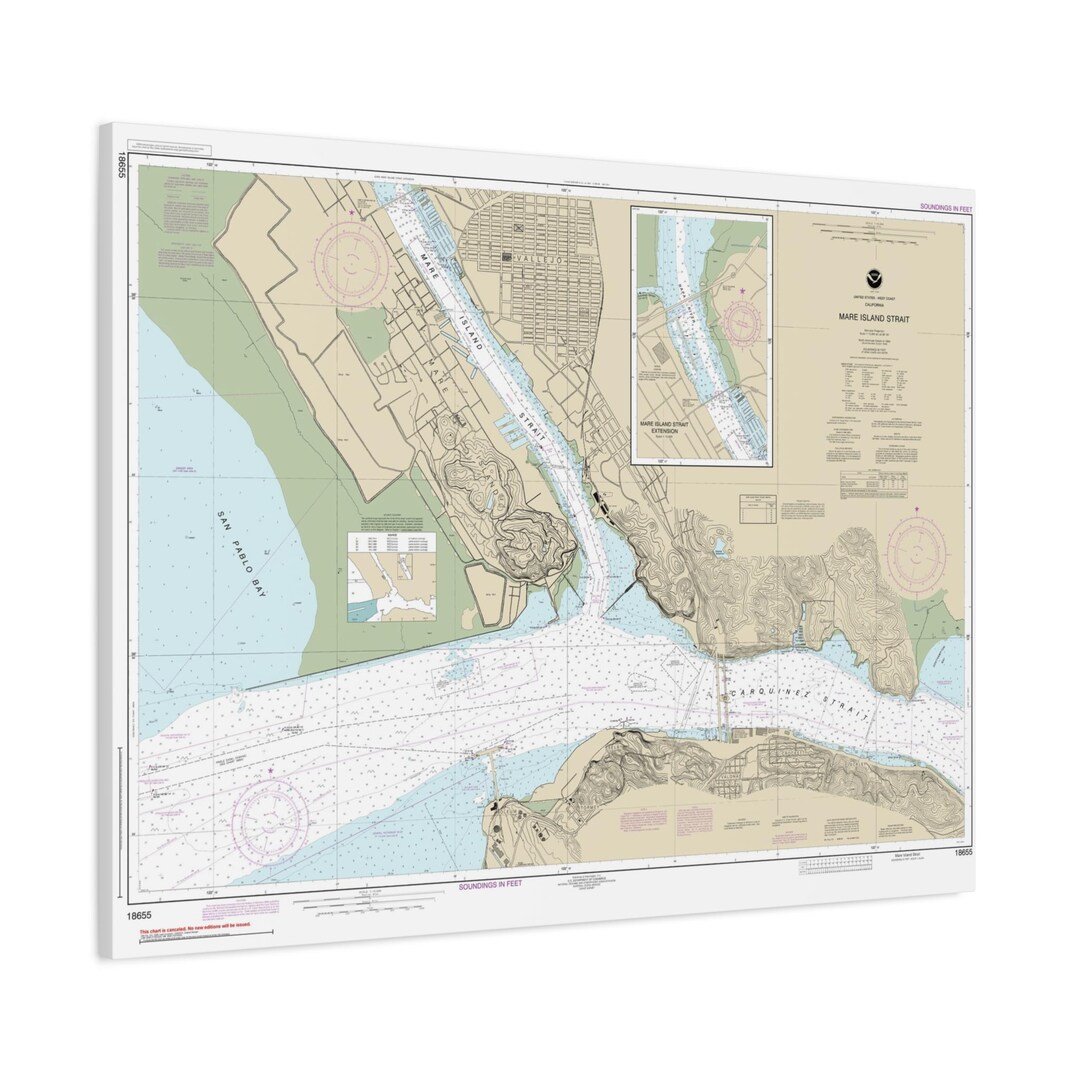 Mare Island Strait California Nautical Chart Sailing Map Framed Canvas ...