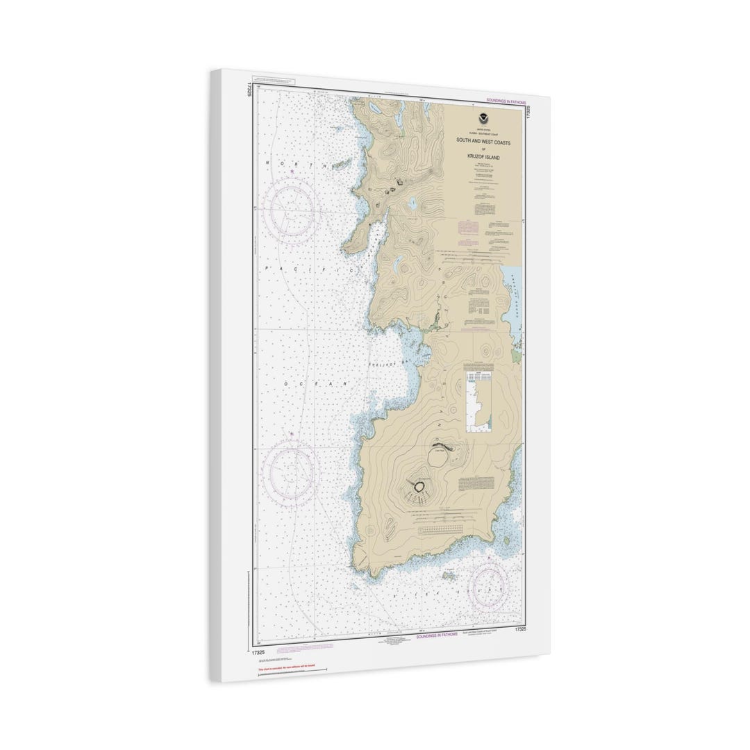 Kruzof Island Sitka Alaska Nautical Chart Sailing Map 3-D Canvas Poster ...
