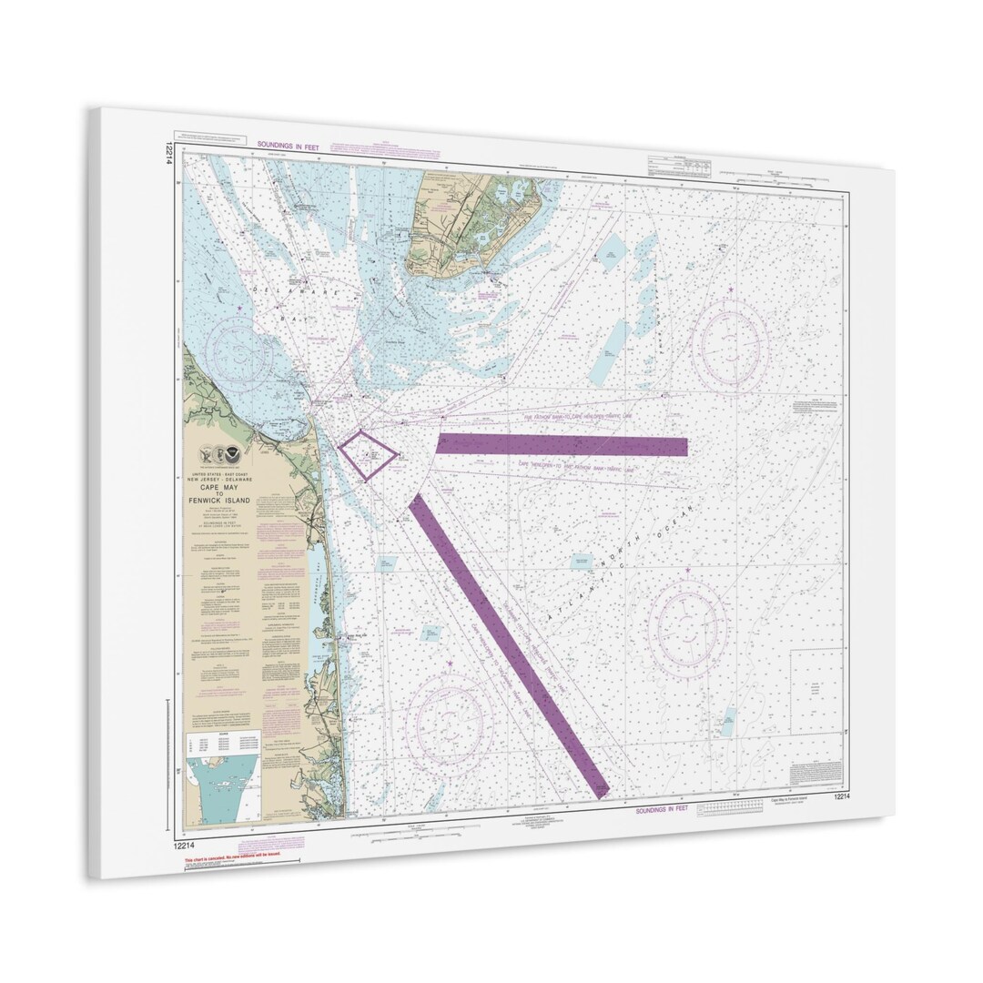 Delaware Bay Cape May to Fenwick Island Nautical Map Sailing Chart 3-D ...