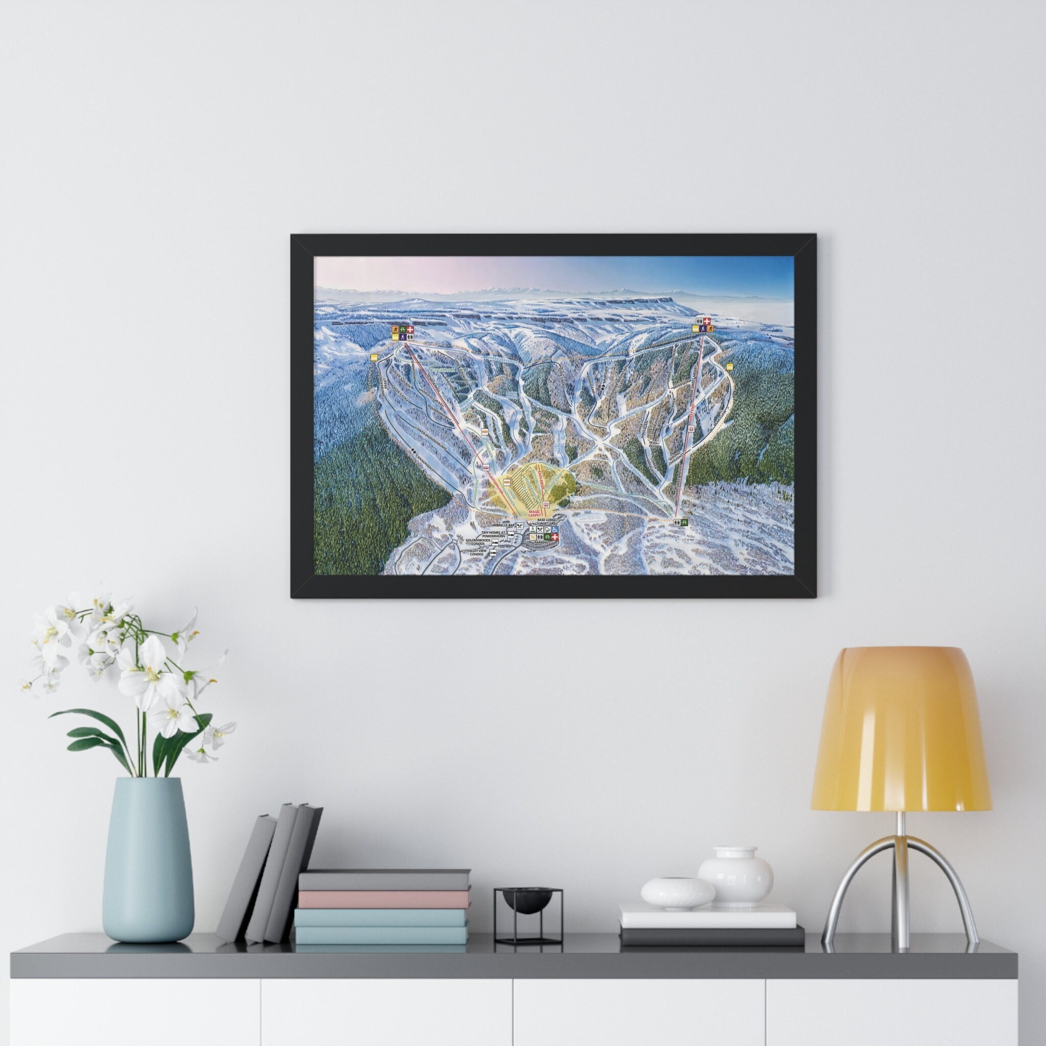 Powderhorn Mountain Colorado Trail Map Ski Resort Framed Poster - Etsy