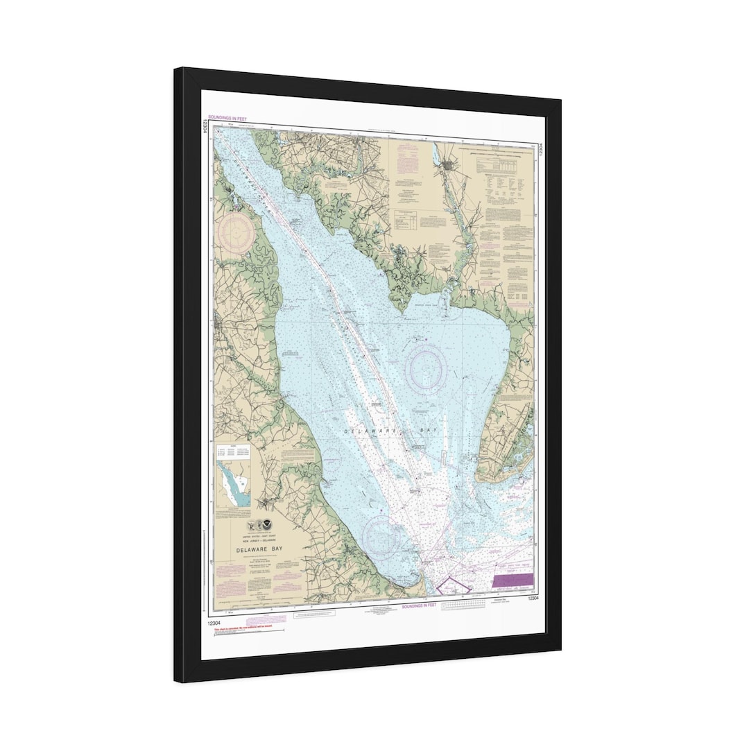 Delaware Bay Nautical Map Sailing Chart Framed Poster - Etsy