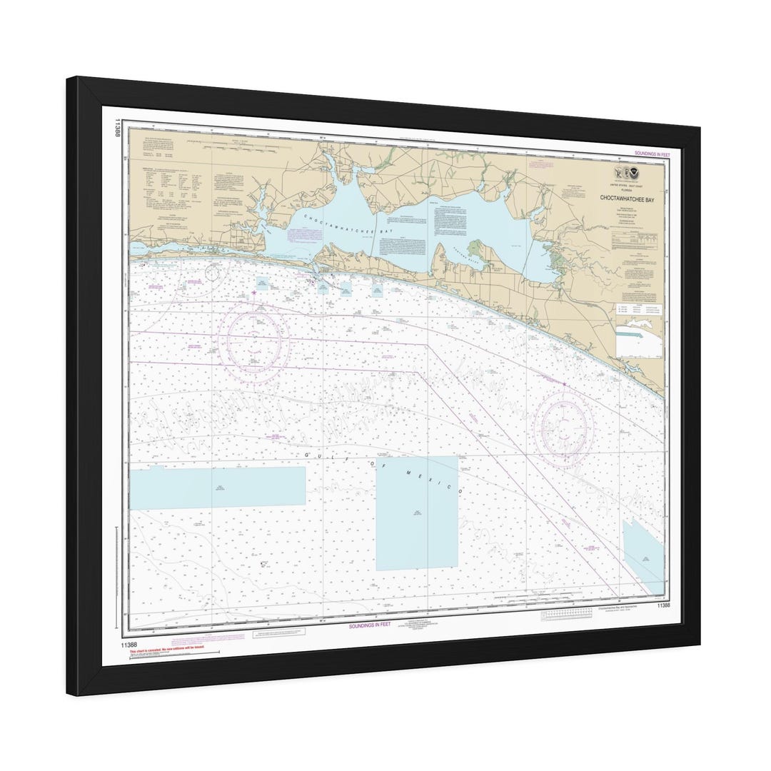 Choctawhatchee Bay Florida Nautical Map Sailing Chart Framed Poster - Etsy