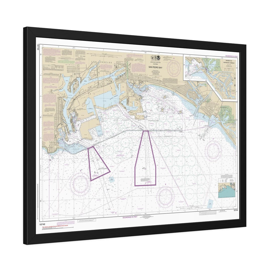 San Pedro Bay and Long Beach California Nautical Chart Sailing Map ...