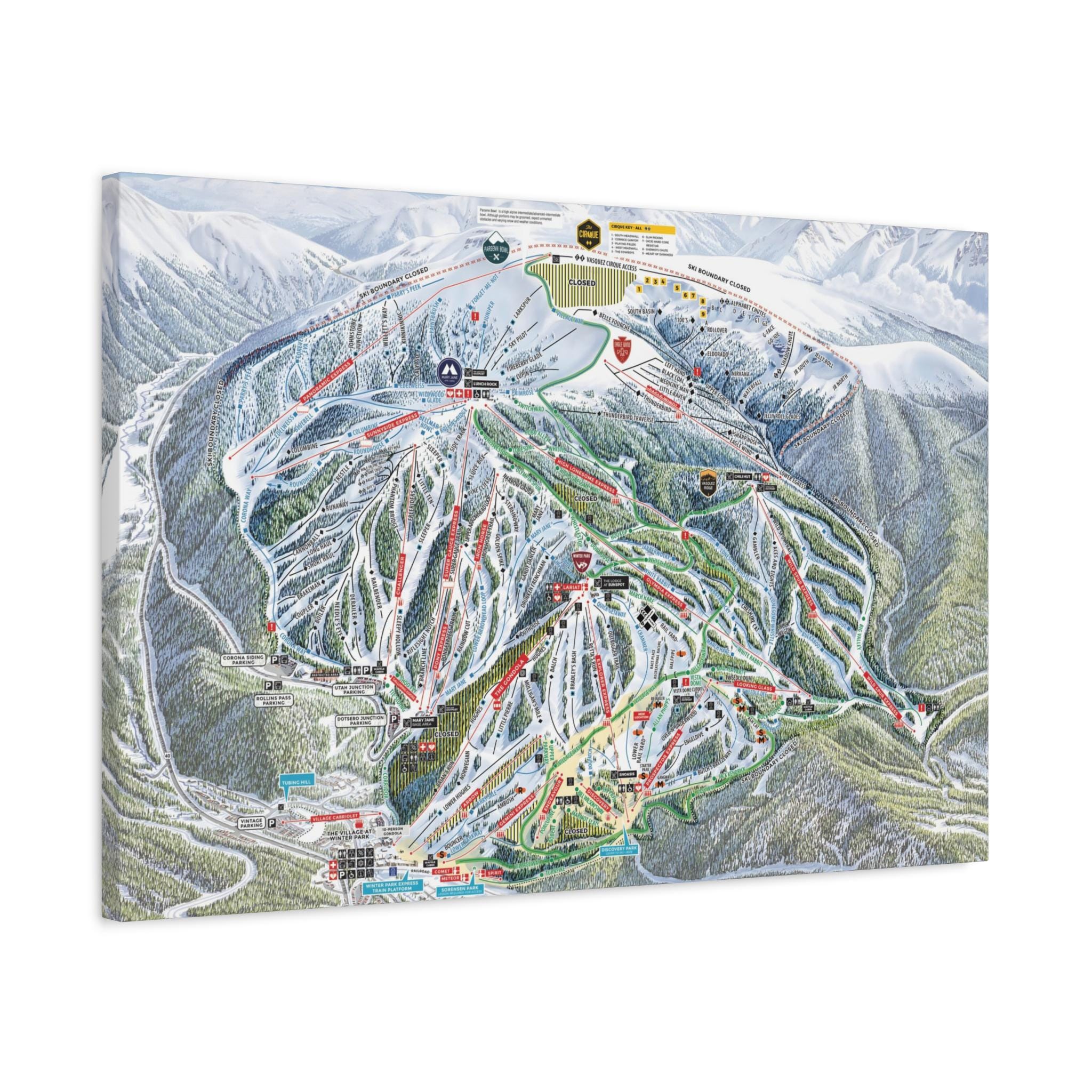 Winter Park Colorado Ski Trail Map 3-D Canvas Poster - Etsy