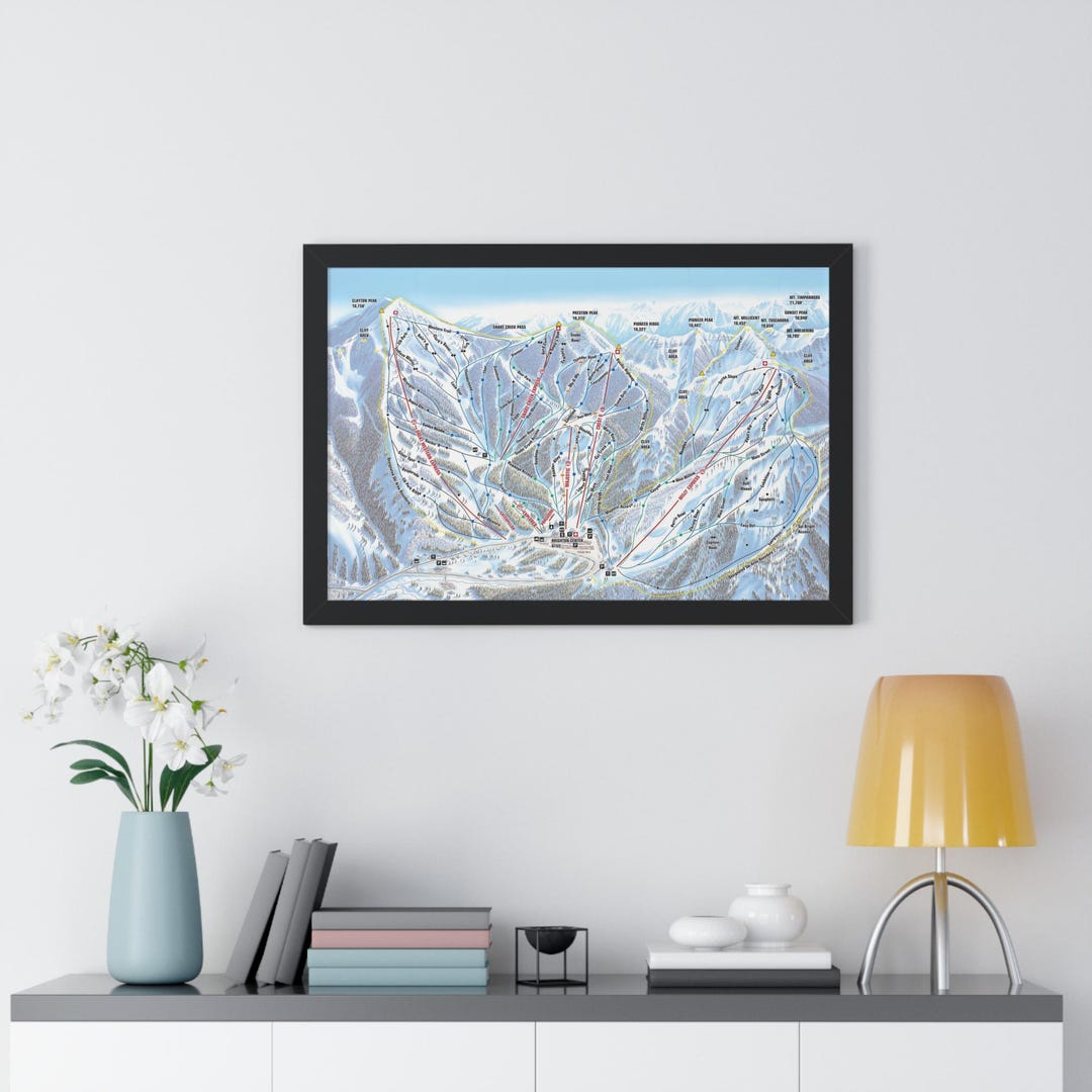 Brighton Trail Map Utah Ski Resort Framed Poster - Etsy