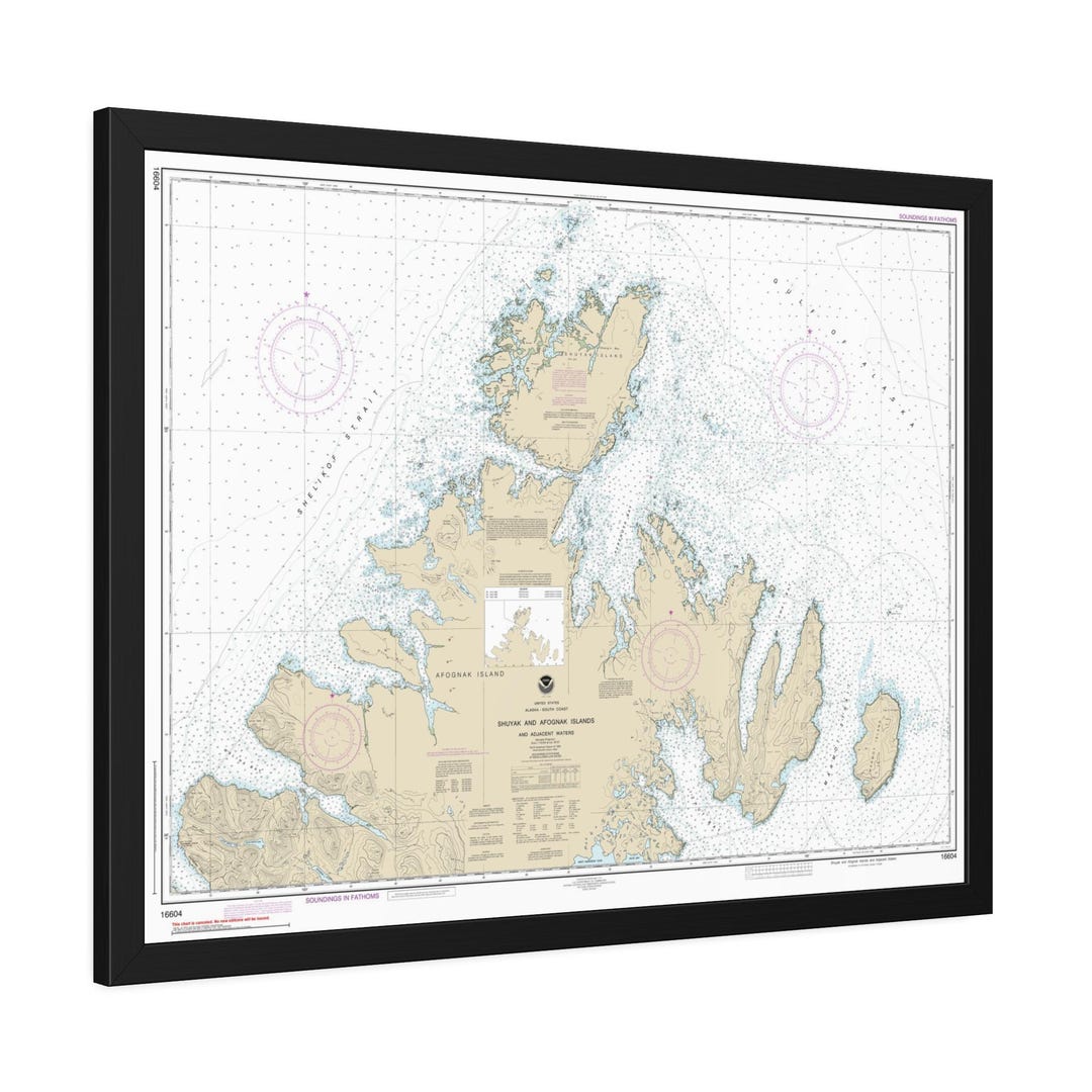 Shuyak Island and Afognak Island Alaska Nautical Chart Sailing Map ...