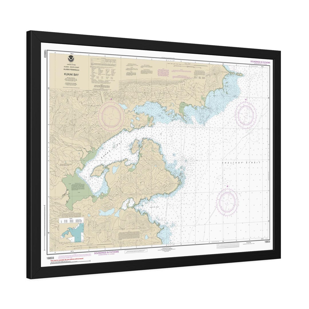 Kukak Bay Alaska Peninsula Nautical Chart Sailing Map Framed Poster - Etsy