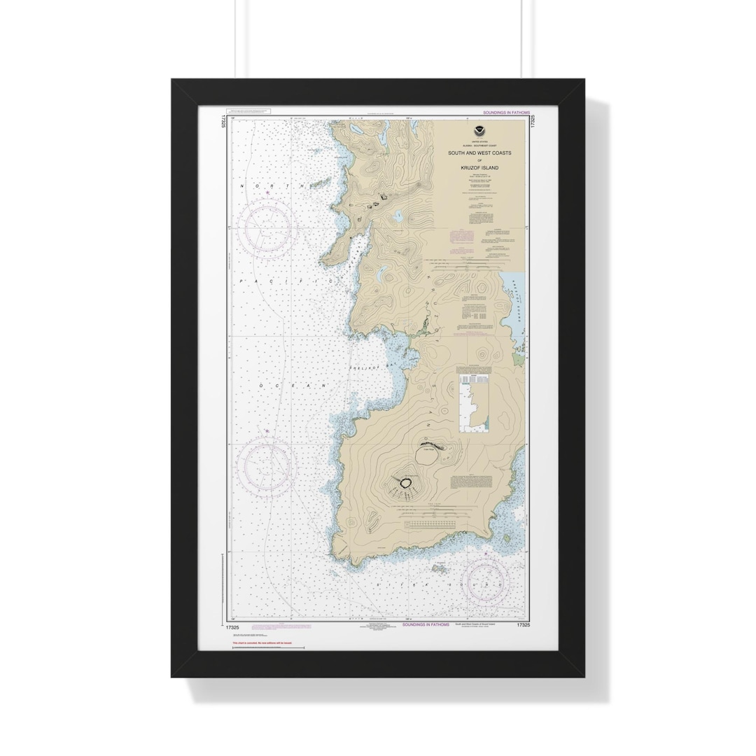 Kruzof Island Sitka Alaska Nautical Chart Sailing Map Framed Poster - Etsy