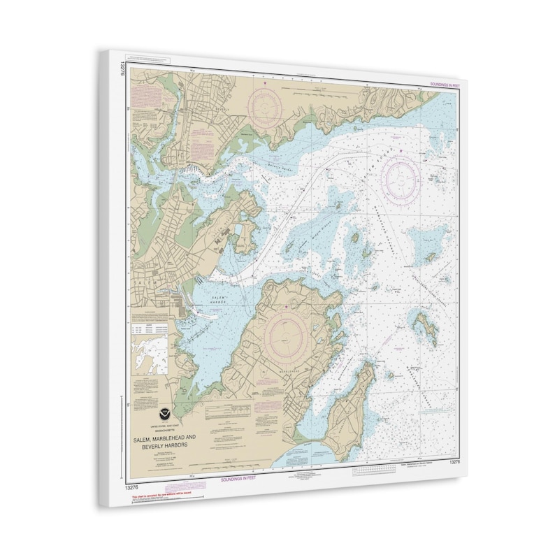 Salem Marblehead and Beverly Harbors Massachusetts Nautical Map Sailing ...