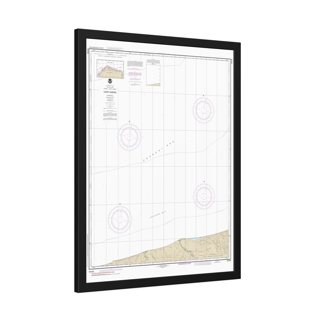 Cape Sabine Arctic Coast Alaska Nautical Chart Sailing Map Framed ...