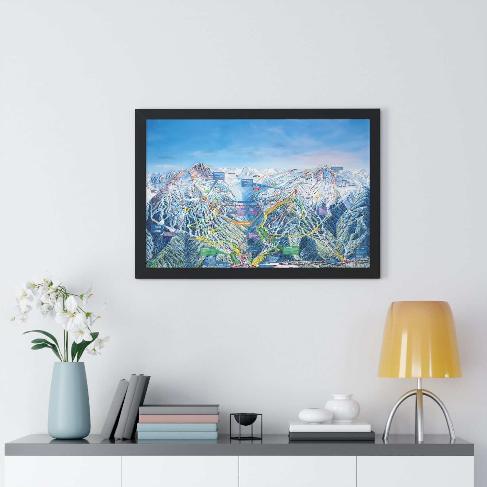 Whistler Blackcomb Trail Map British Columbia Canada Ski Resort Framed ...