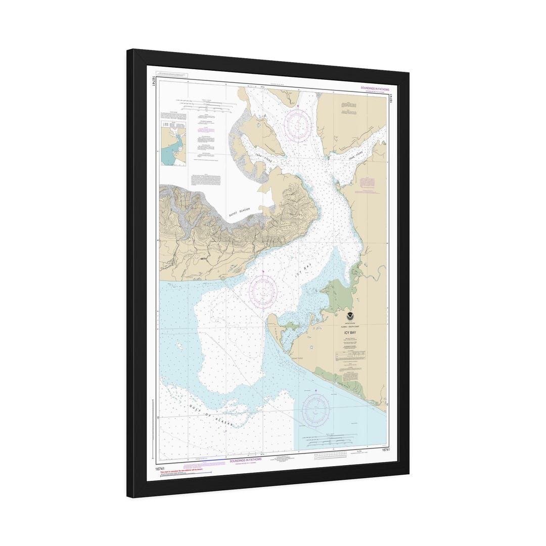 Icy Bay Alaska Nautical Chart Sailing Map Framed Poster - Etsy