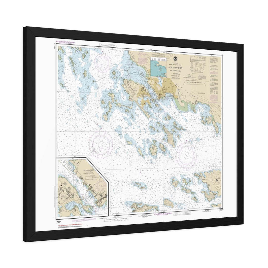 Sitka Harbor Baranof Island Alaska Nautical Chart Sailing Map Framed ...