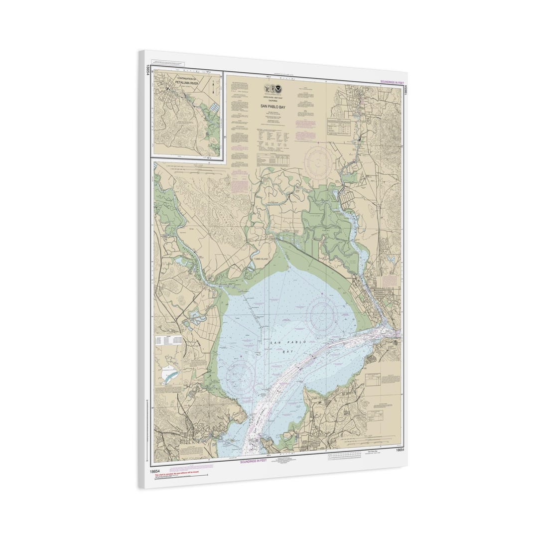 San Pablo Bay California Nautical Chart Sailing Map Framed Canvas ...
