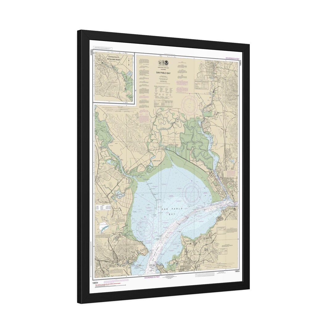 San Pablo Bay California Nautical Chart Sailing Map Framed Poster - Etsy