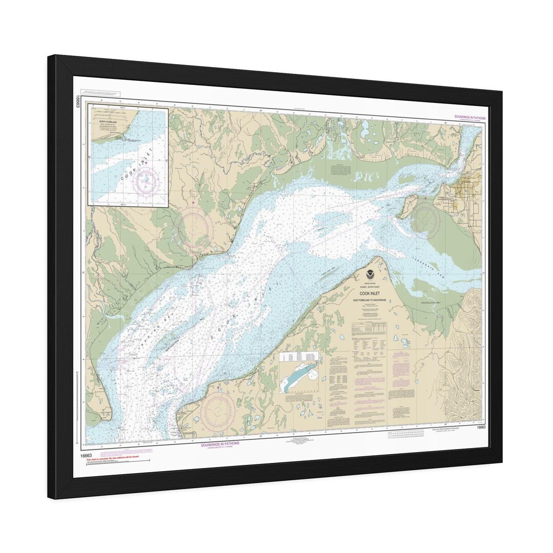 East Foreland to Anchorage Alaska Cook Inlet Nautical Chart Sailing Map ...