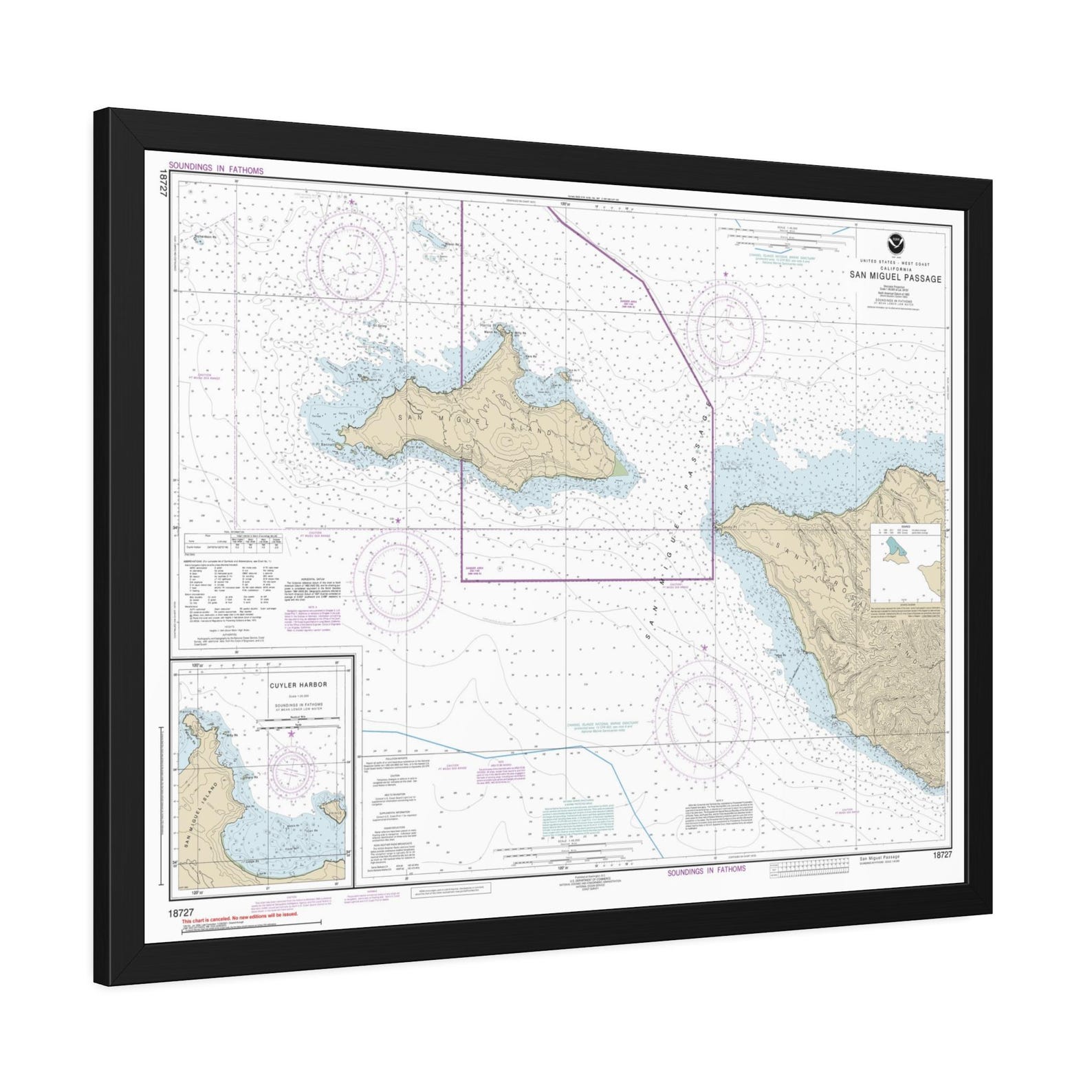 San Miguel Island Passage and Cuyler Harbor California Nautical Chart ...
