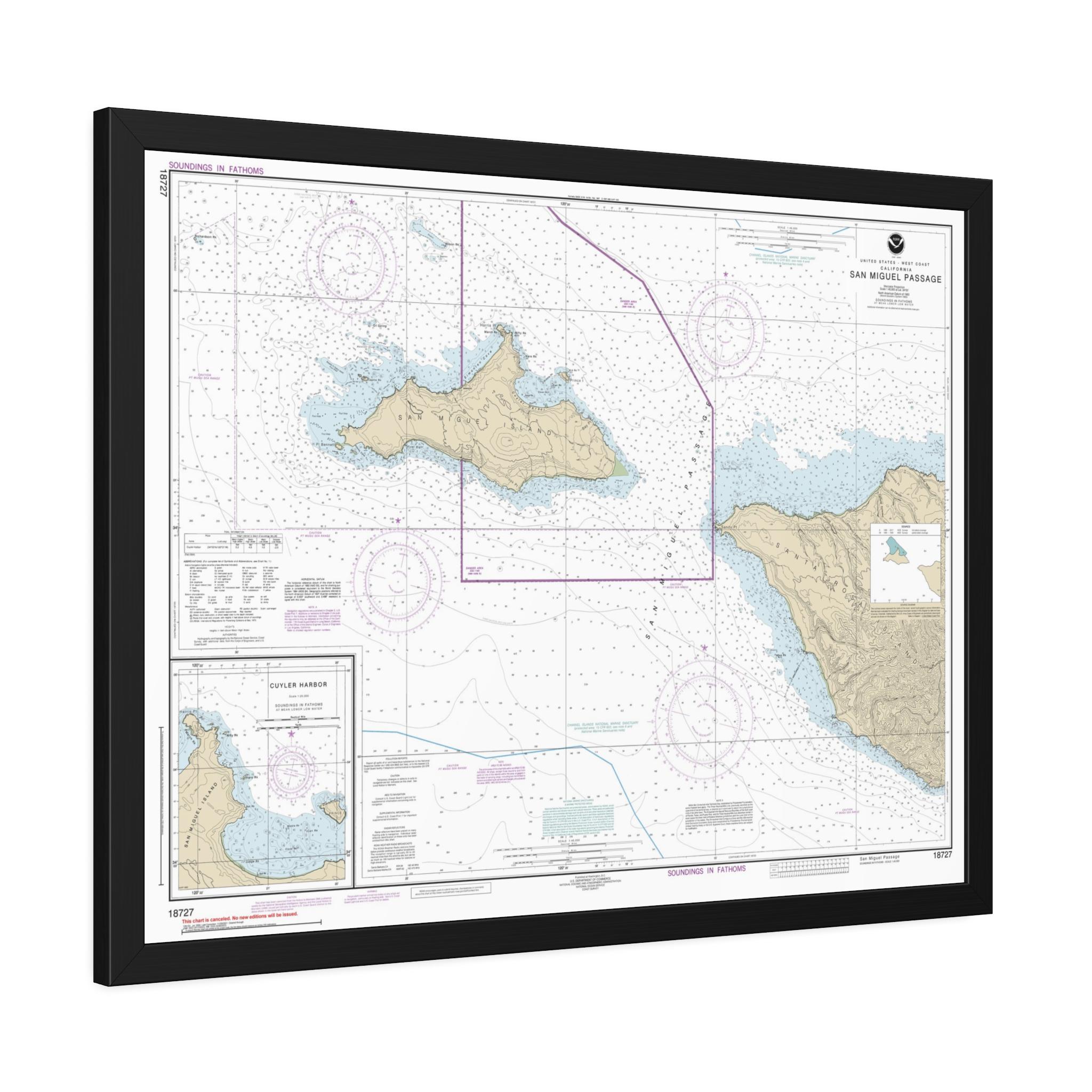 San Miguel Island Passage and Cuyler Harbor California Nautical Chart ...