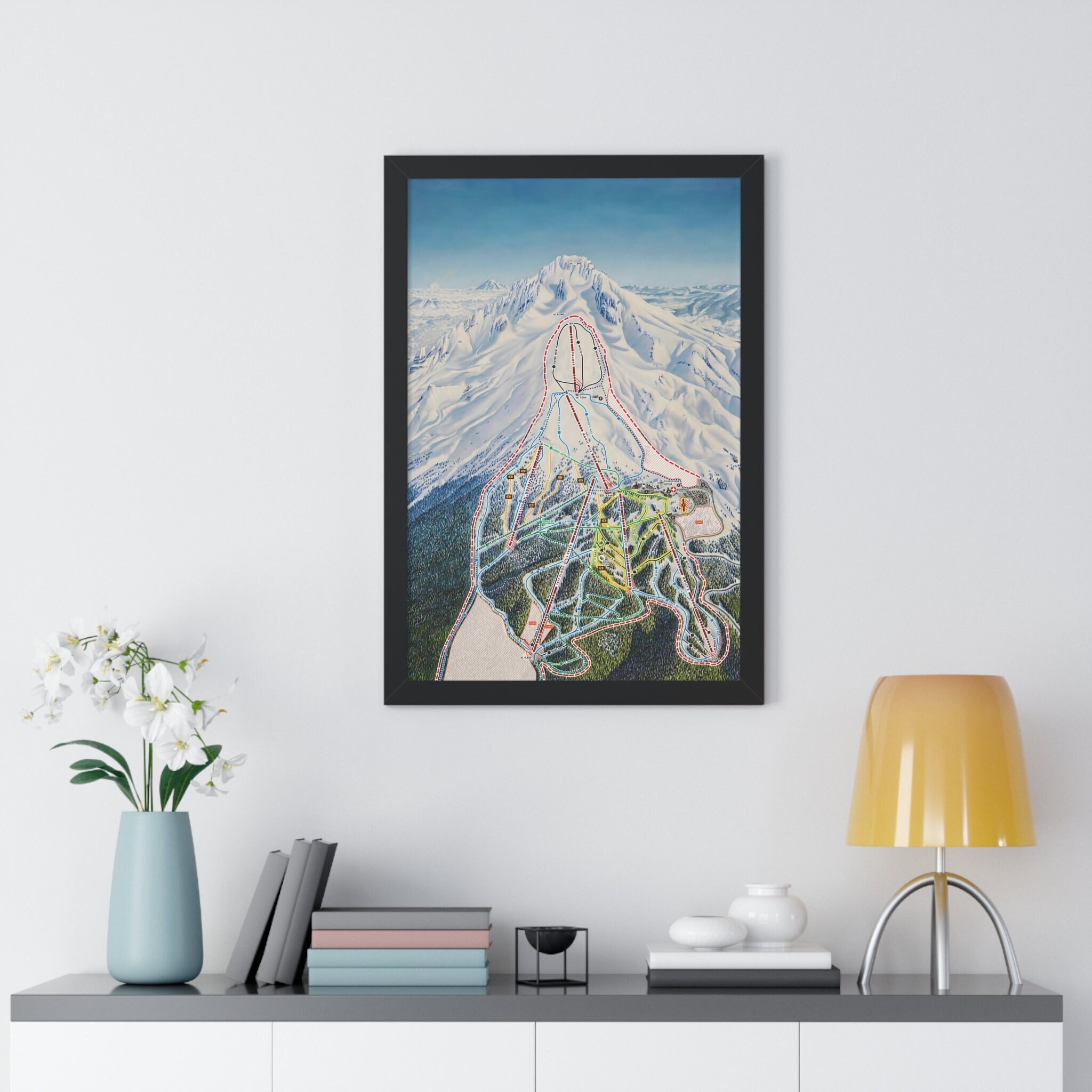 Timberline Oregon Trail Map Ski Resort Framed Poster - Etsy