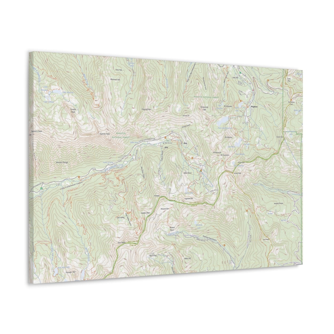 Alta and Brighton Utah Topographic Map 3-D Canvas Poster - Etsy