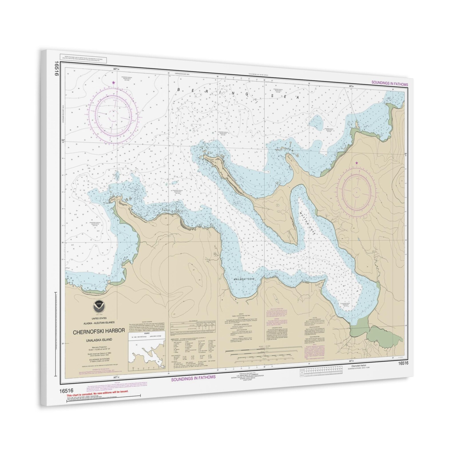 Chernofski Harbor Unalaska Island Alaska Nautical Map Sailing Chart Fox ...