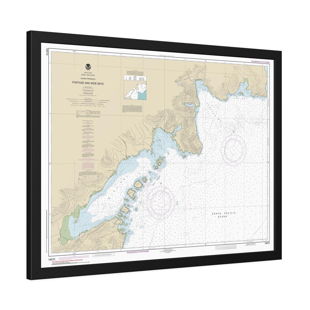 Wide Bay Alaska Nautical Chart Sailing Map Framed Poster - Etsy