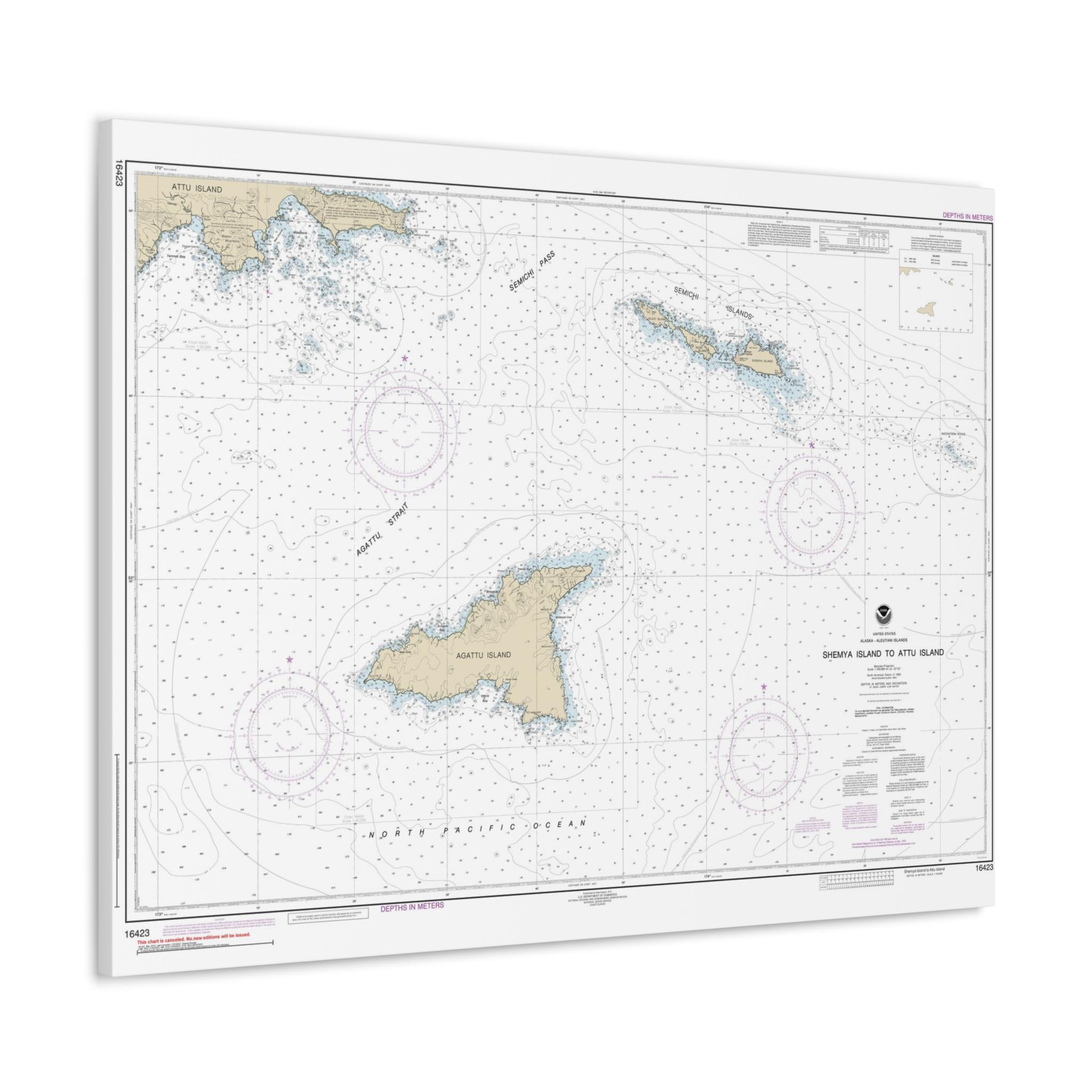 Attu Agattu and Shemya Island Alaska Nautical Map Sailing Chart Semichi ...