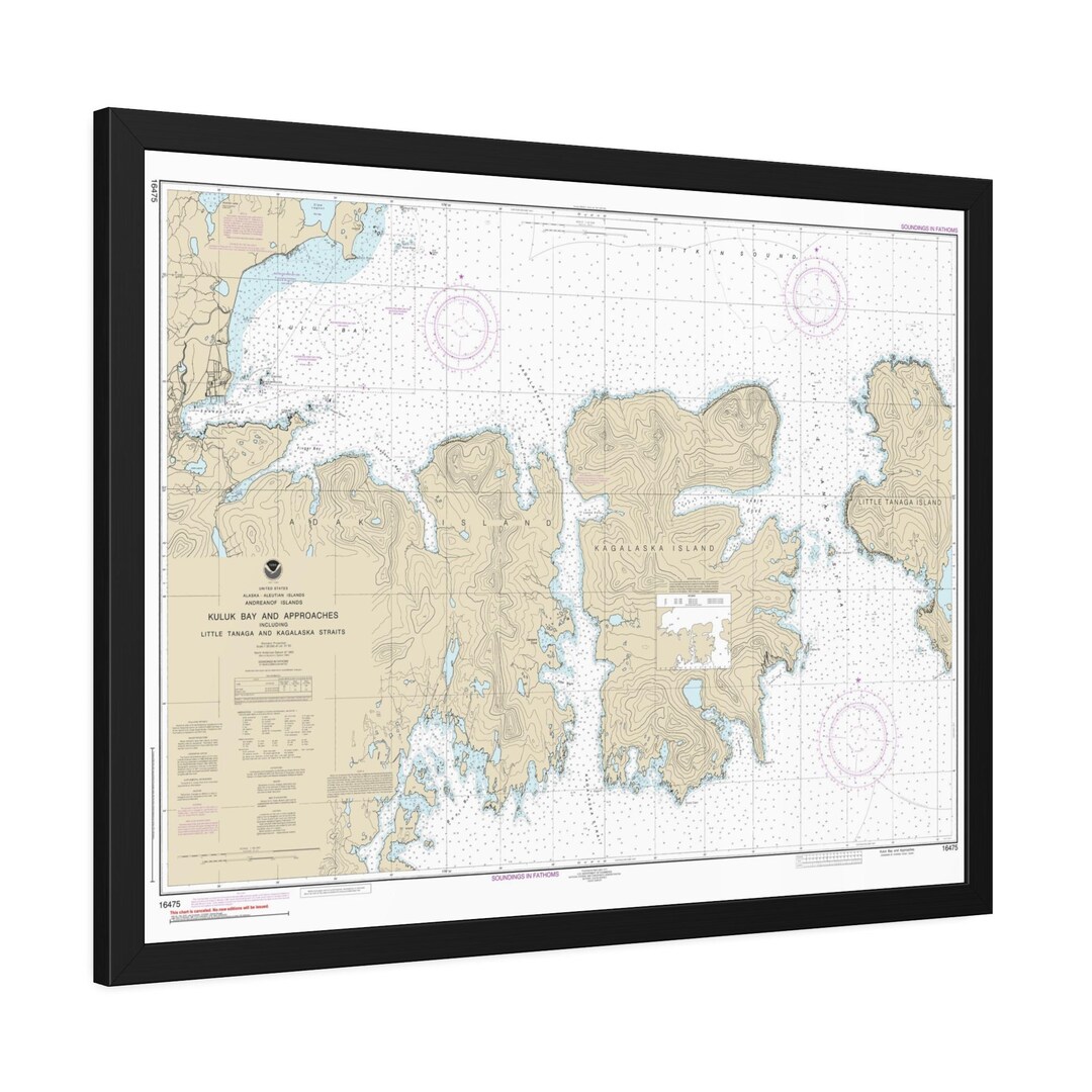 Kuluk Bay Adak Kagalaska and Little Tanaga Island Alaska Nautical Chart ...