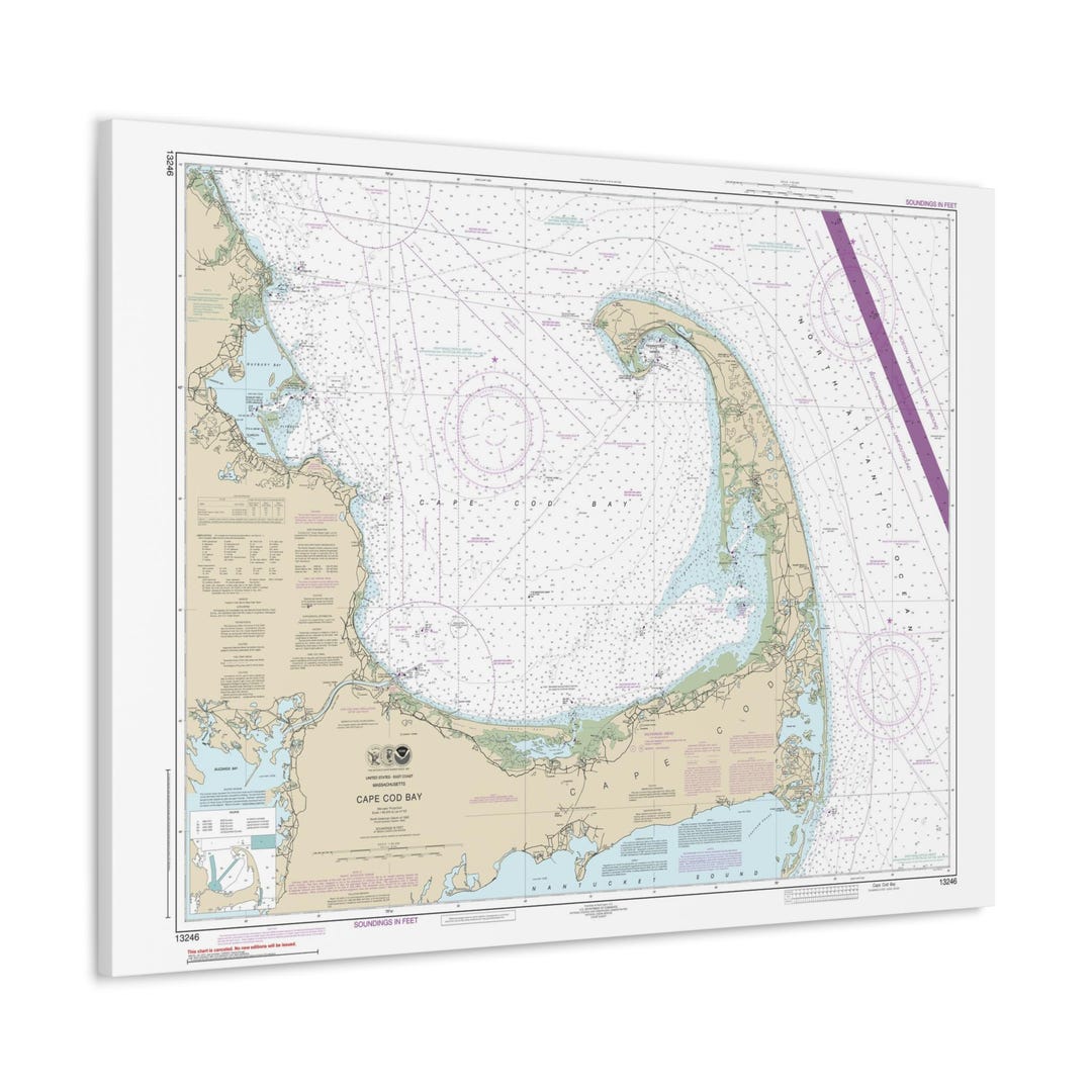 Cape Cod Bay Nautical Map Sailing Chart 3-D Canvas Poster - Etsy