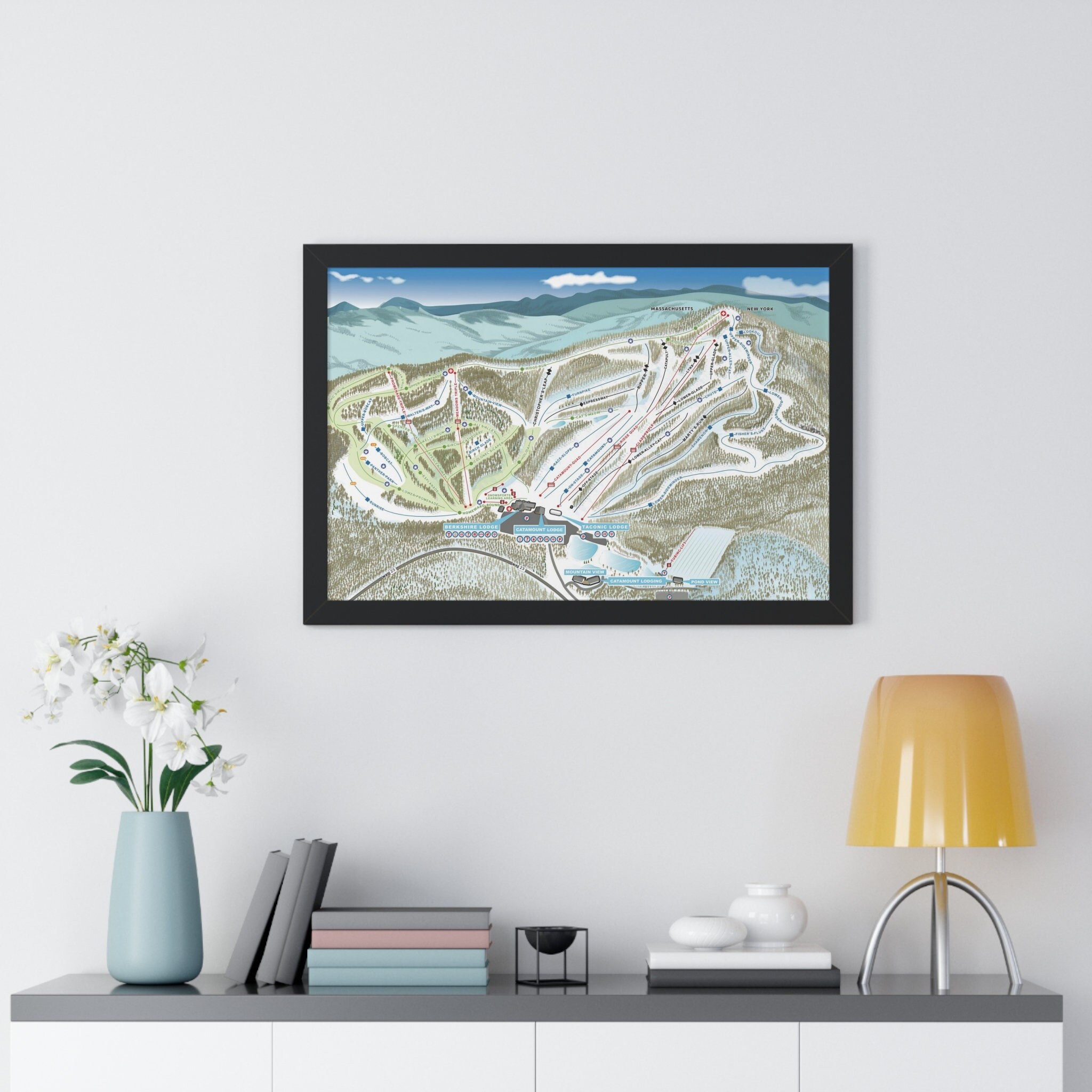 Catamount New York Trail Map Ski Resort Framed Poster - Etsy
