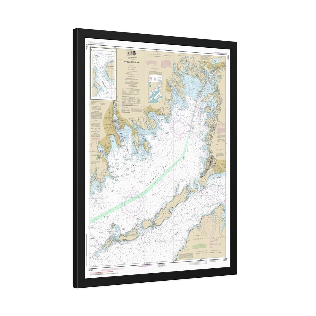 Buzzards Bay Woods Hole Falmouth Marthas Vineyard Massachusetts Nautical Chart Sailing Map ...